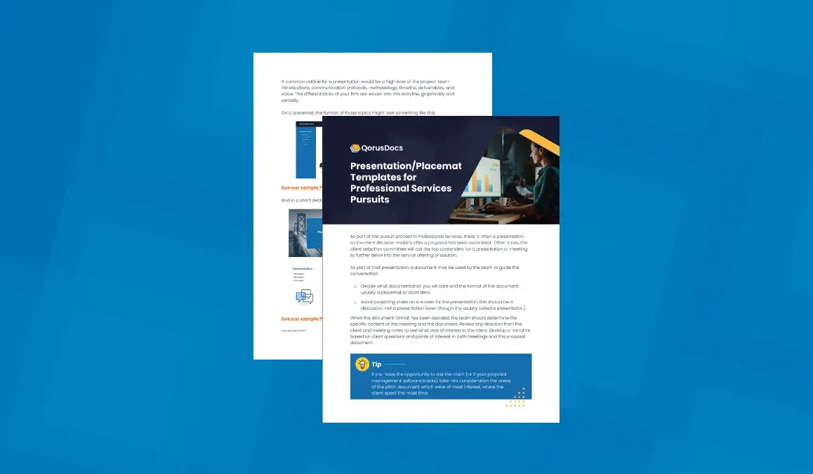 Professional Services presentations and placemats